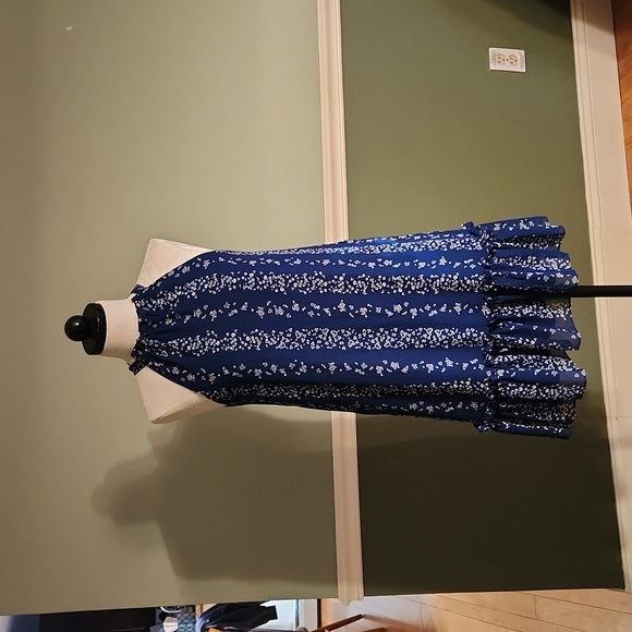 BCBG | Dresses | Pretty Navy Blue Ruffle Halter Dress | Poshmark